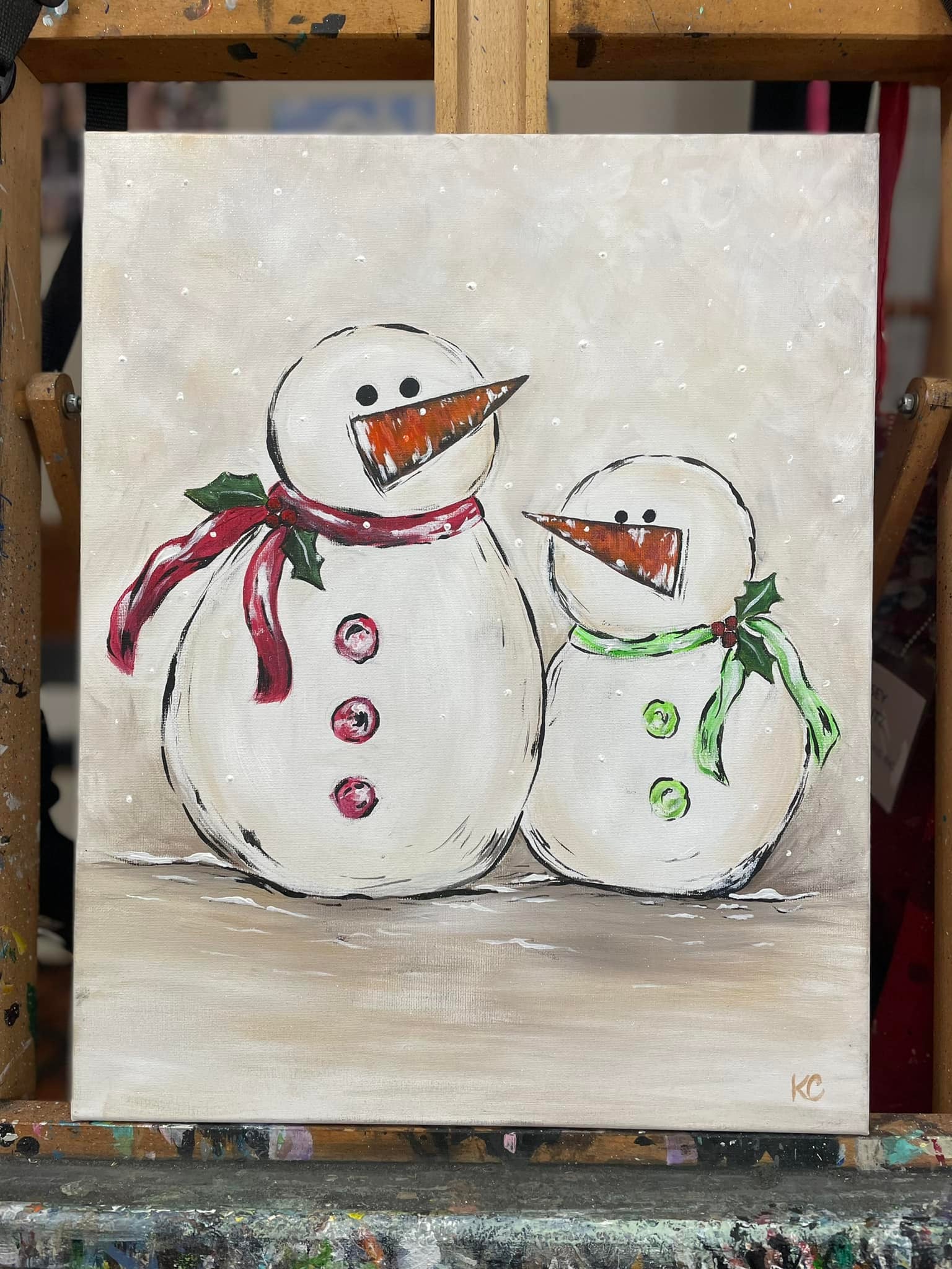 Virtual Painting Class Take Home Kit - Primitive Snowmen | Casey K ...