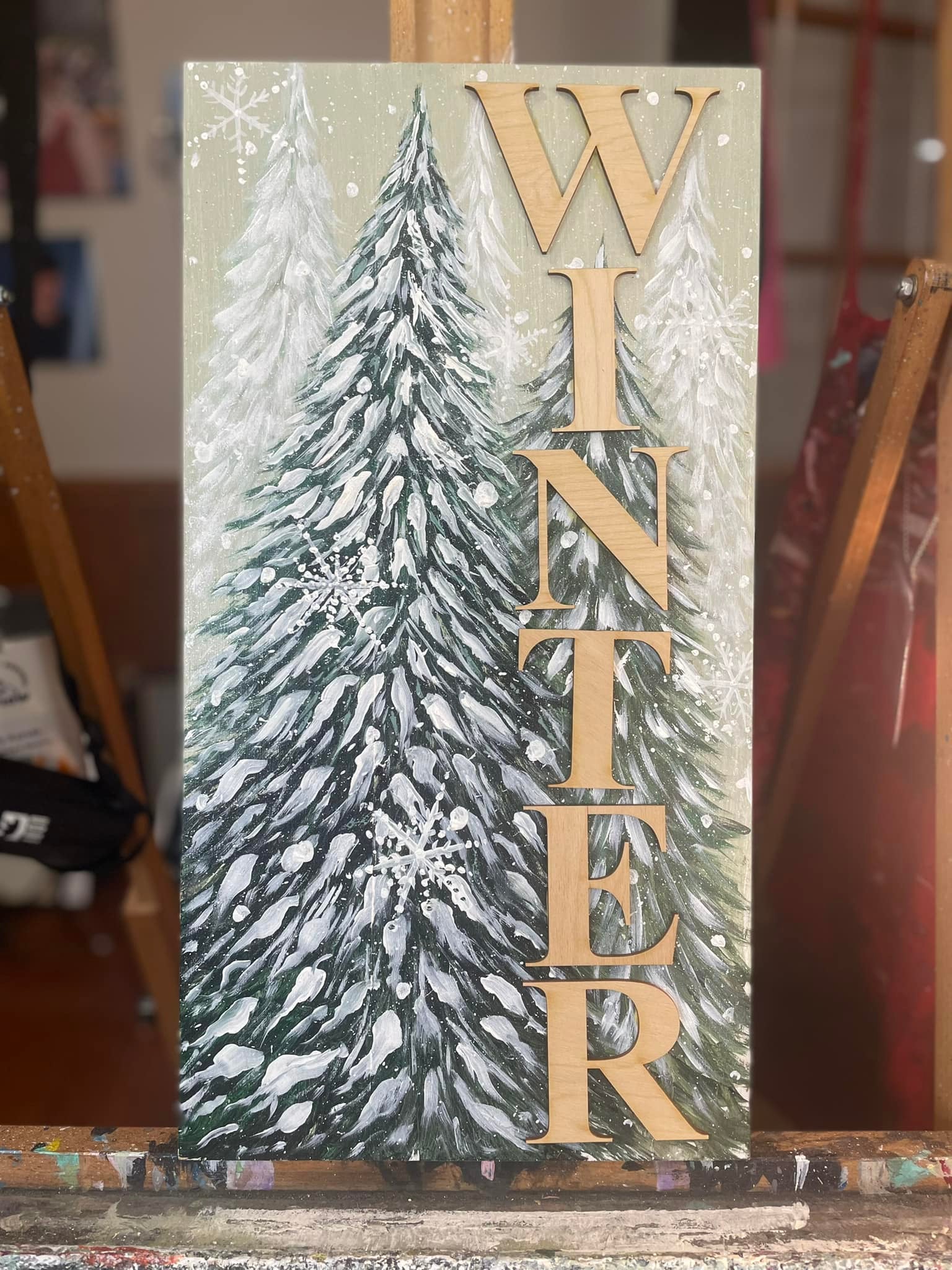 Virtual Painting Class Take Home Kit - Winter Wonderland Pallet | Casey ...